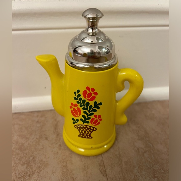Avon | Accents | Vintage Avon Teapot Bath Oil Bottle 7s Yellow Flowered ...